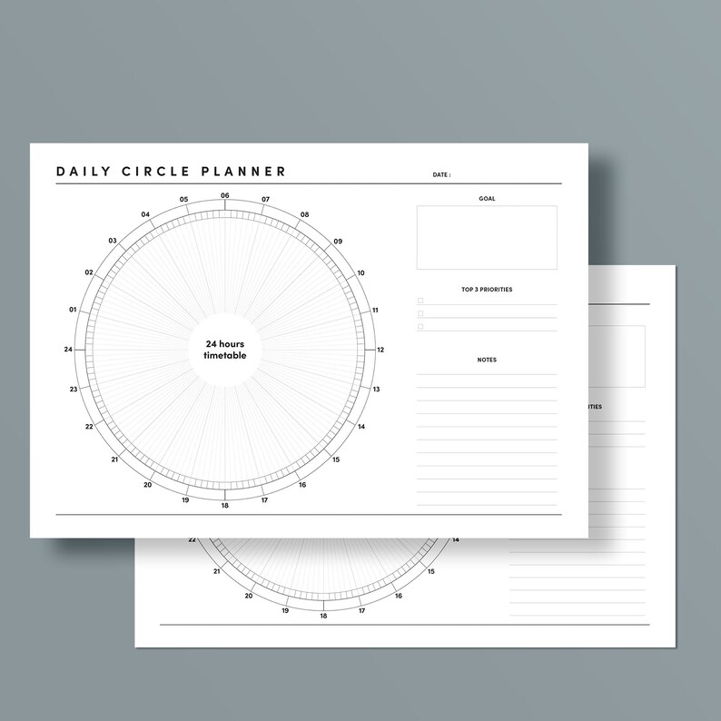 Daily Circle Planner Printable: 24-hour Timetable (PDF, A4/letter) - Etsy