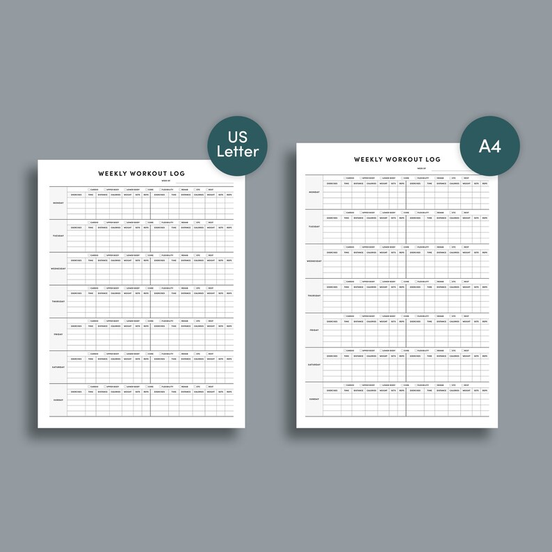 Printable Workout Planner Workout Tracker Weekly Workout - Etsy