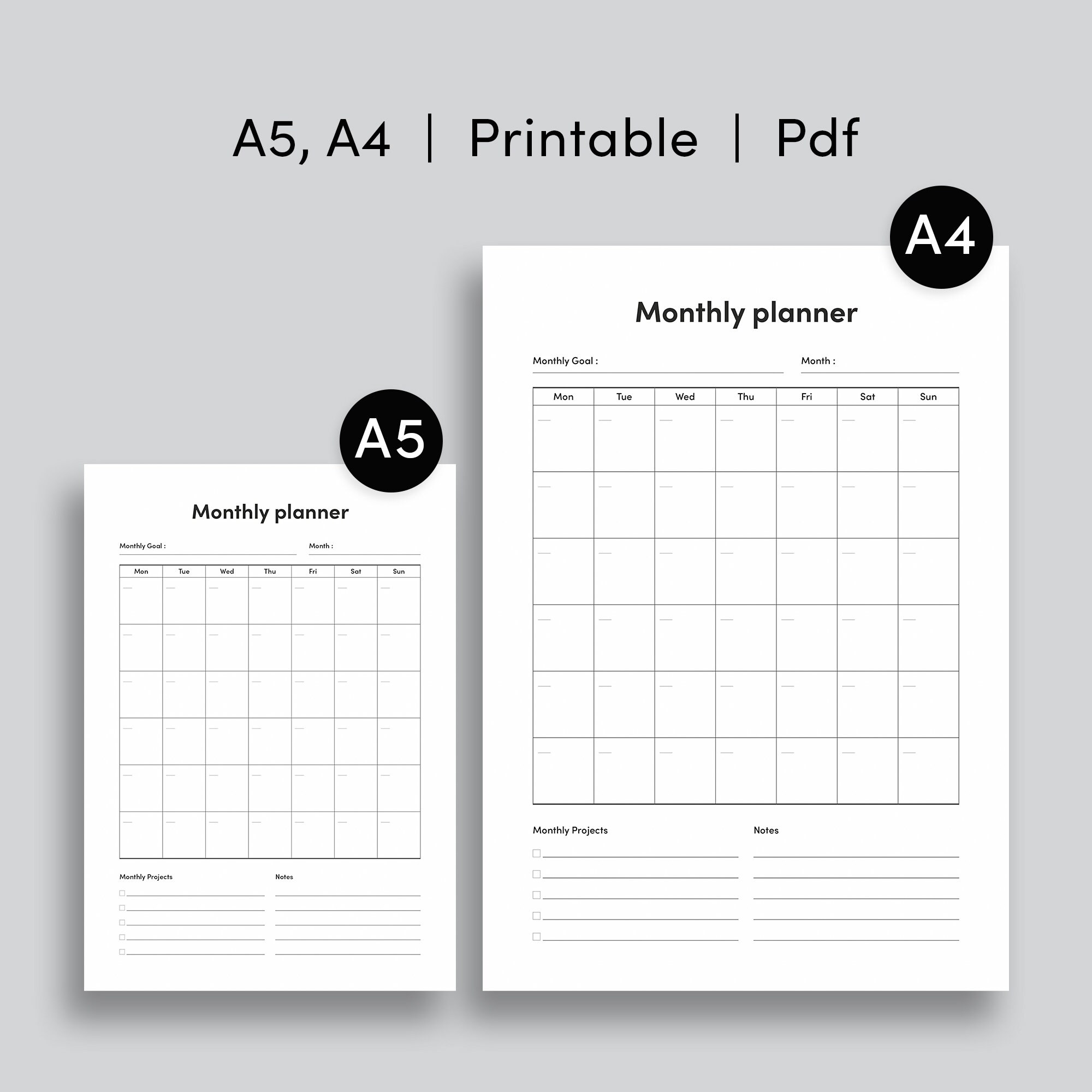 Printable Monthly Planner, Simple Planner, Monthly Planner, Schedule ...