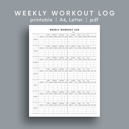 Daily Workout Log / Exercise Printable / Workout Tracker - Etsy