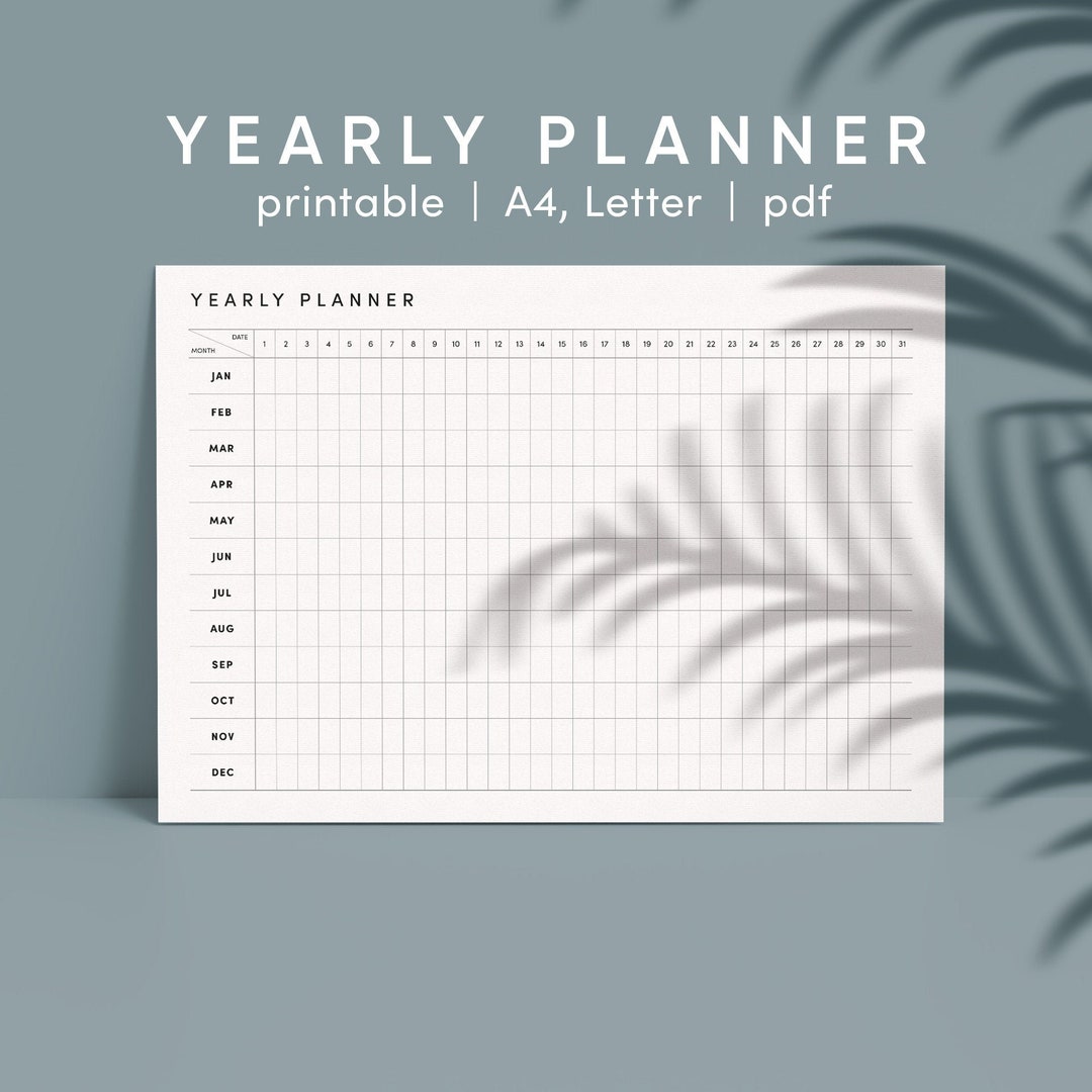 Yearly Planner Printable, Printable Yearly Planner, Yearly Planner ...