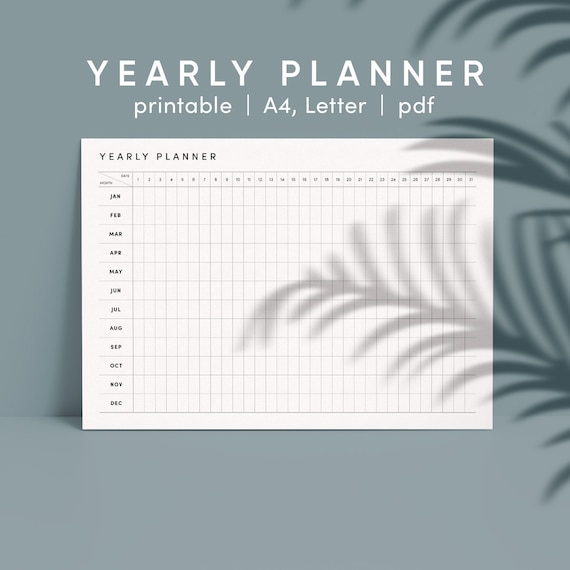 Yearly Planner Printable Printable Yearly Planner Yearly | Etsy