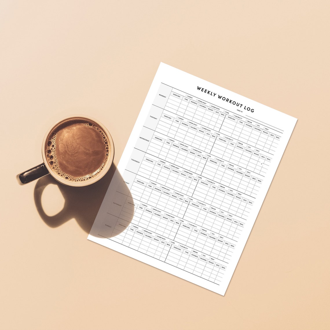 Printable Workout Planner, Workout Tracker, Weekly Workout Log ...
