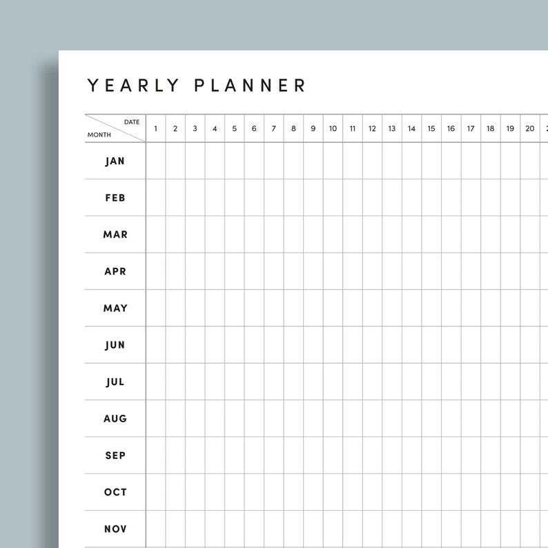 Yearly Planner Printable Printable Yearly Planner Yearly - Etsy