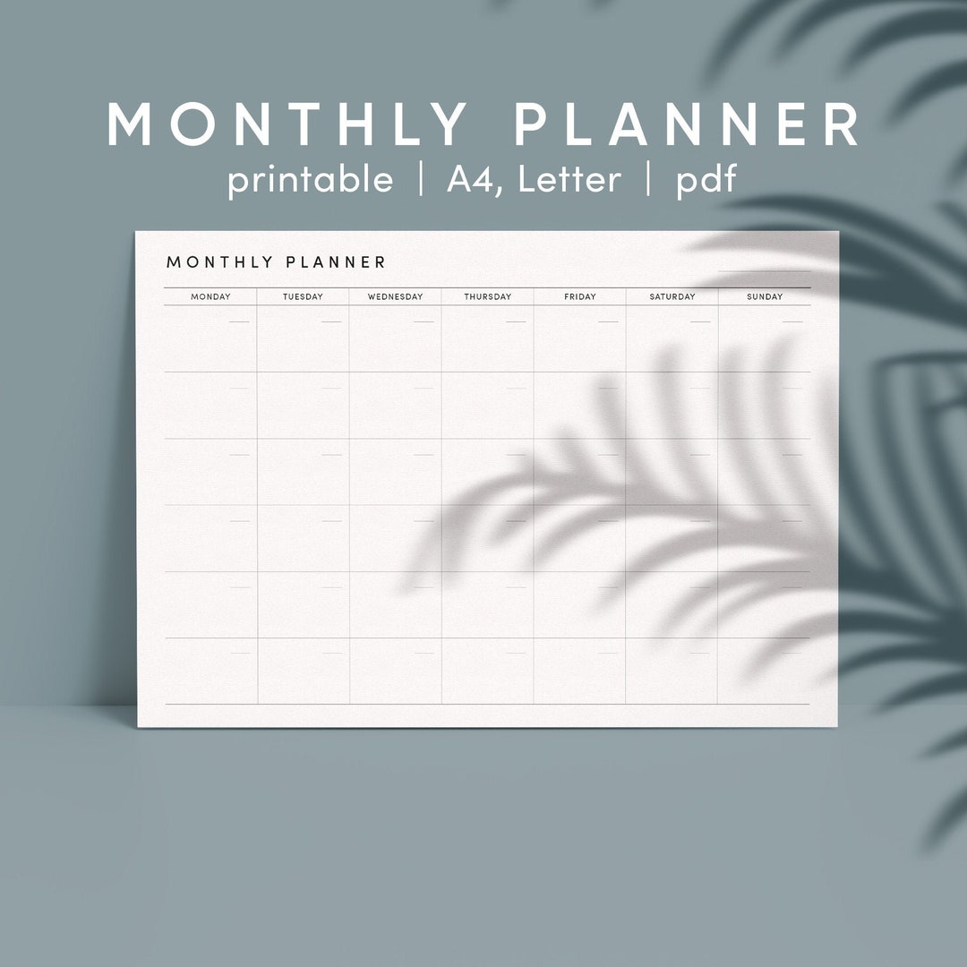 Printable Monthly Planner: A4, Letter Size (digital Download) - Etsy
