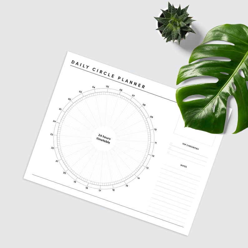 Daily Circle Planner Printable: 24-hour Timetable (PDF, A4/letter) - Etsy