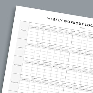 Printable Workout Planner Workout Tracker Weekly Workout - Etsy