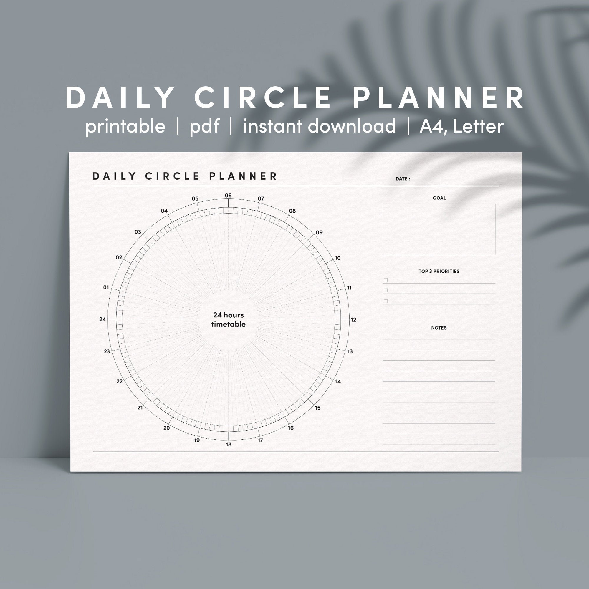Daily Planner Printable Circle Planner Daily Timetable Time - Etsy ...