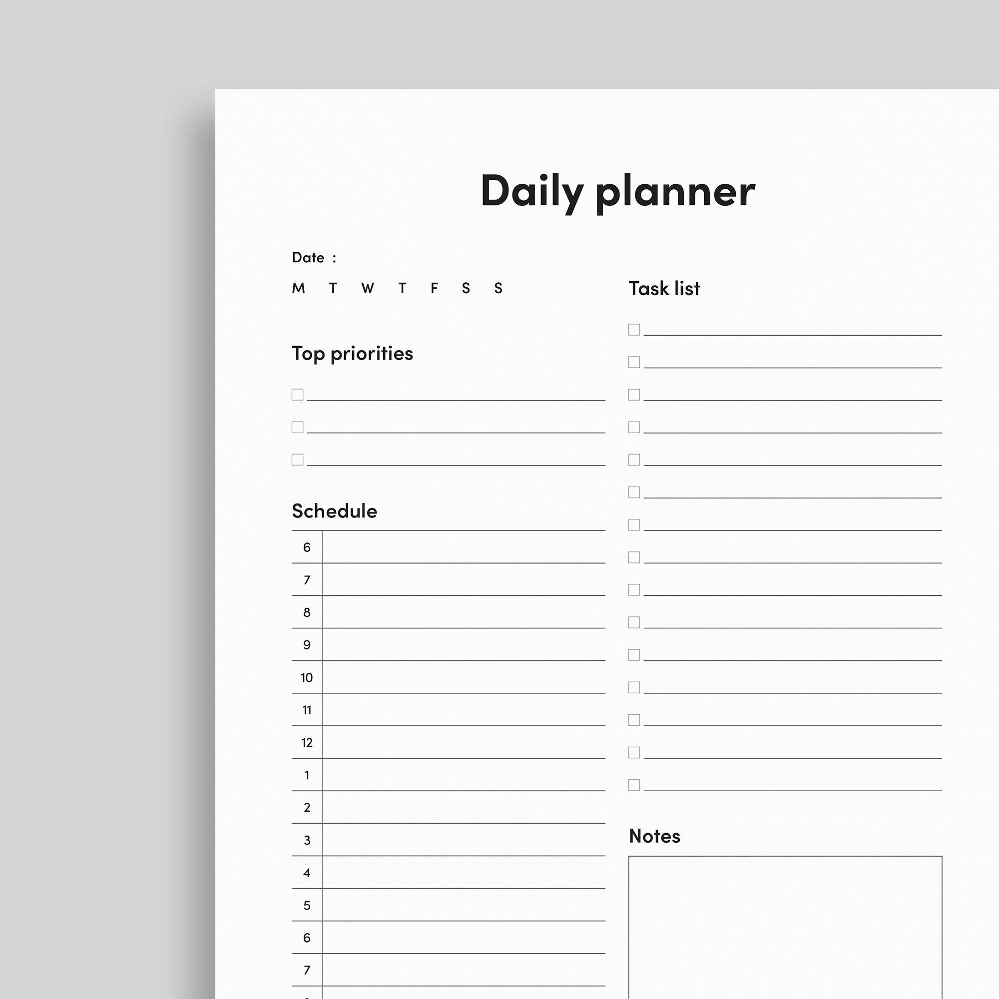 Printable Daily Planner, Daily Schedule, Daily to Do List, Task List ...