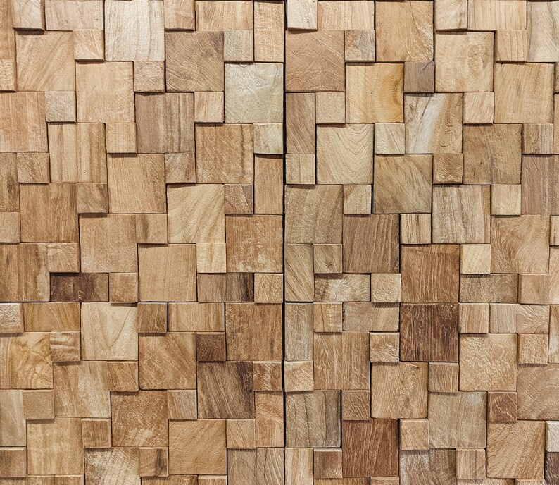 Teak Wood Wall Panel 3D Tik Tak Teak 10.76 Sq Ft/box - Etsy