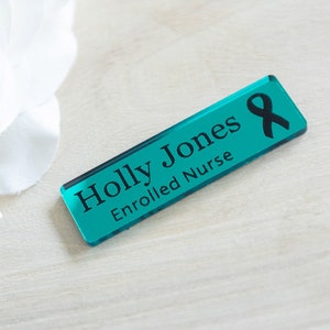 Personalised Mirror Name Badge Staff ID Tag - Design Your Own Custom ...