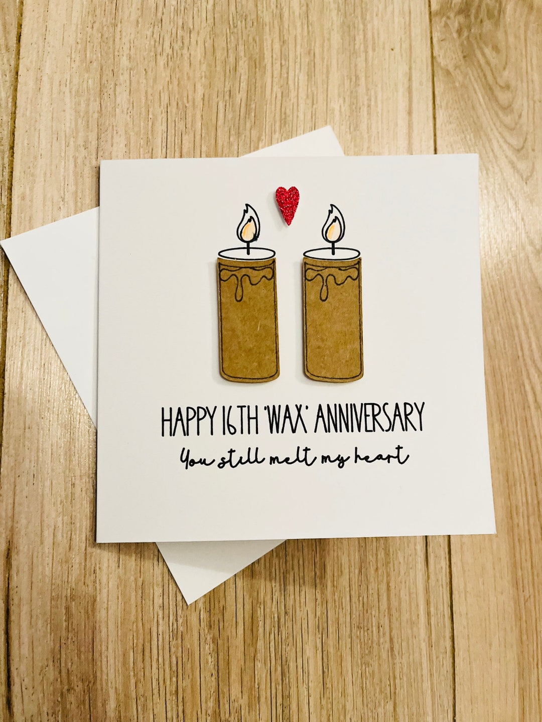 16th Wedding Anniversary WAX Themed Card - Etsy