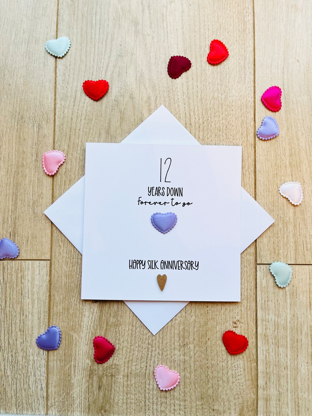 12 Years Silk Anniversary Card - Etsy