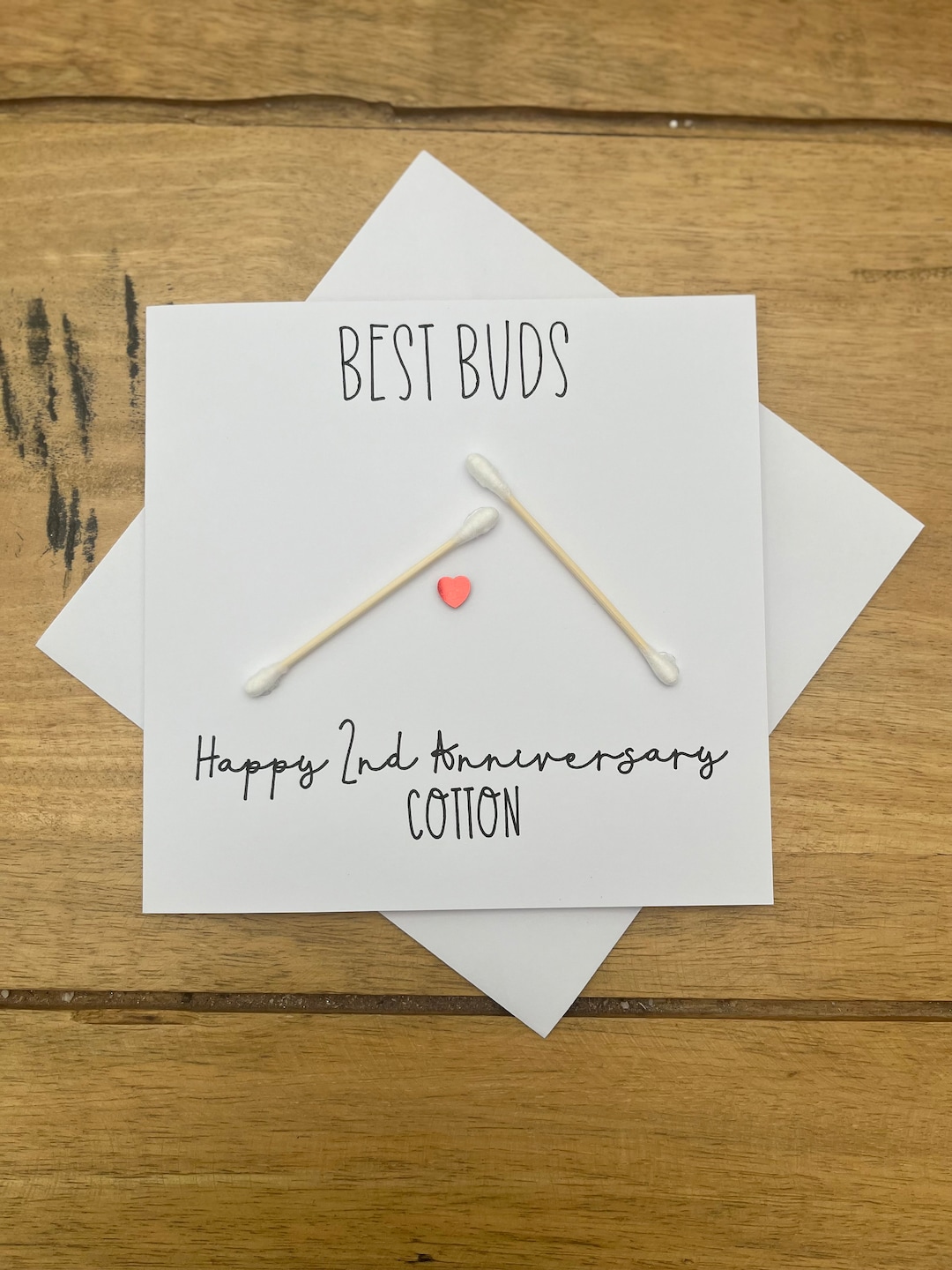 2nd Second Cotton Wedding Anniversary Card Cotton Wool Buds - Etsy