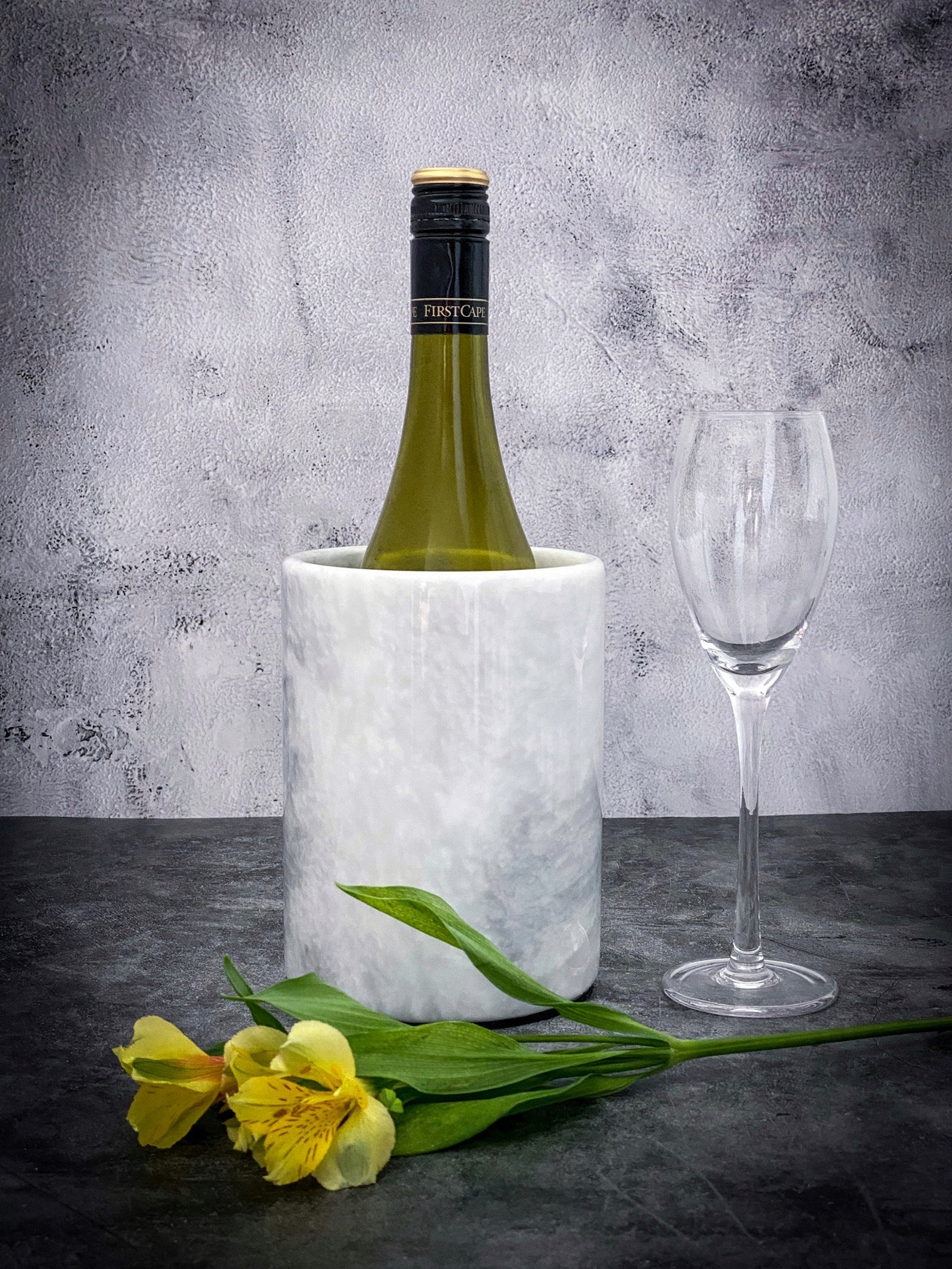 Marble Wine Cooler White Marble Bottle Chiller Marble Flower - Etsy UK