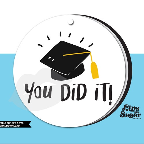 Graduation Printable Cookie Tag 2 Circle - Etsy