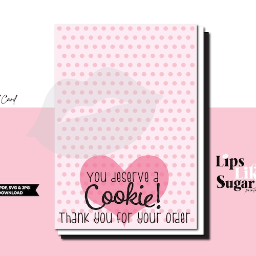Printable Mini Cookie Card 3.5 X 5 Thank You for - Etsy