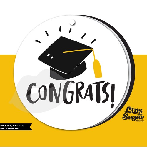 Graduation Printable Cookie Tag 2 Circle | Etsy