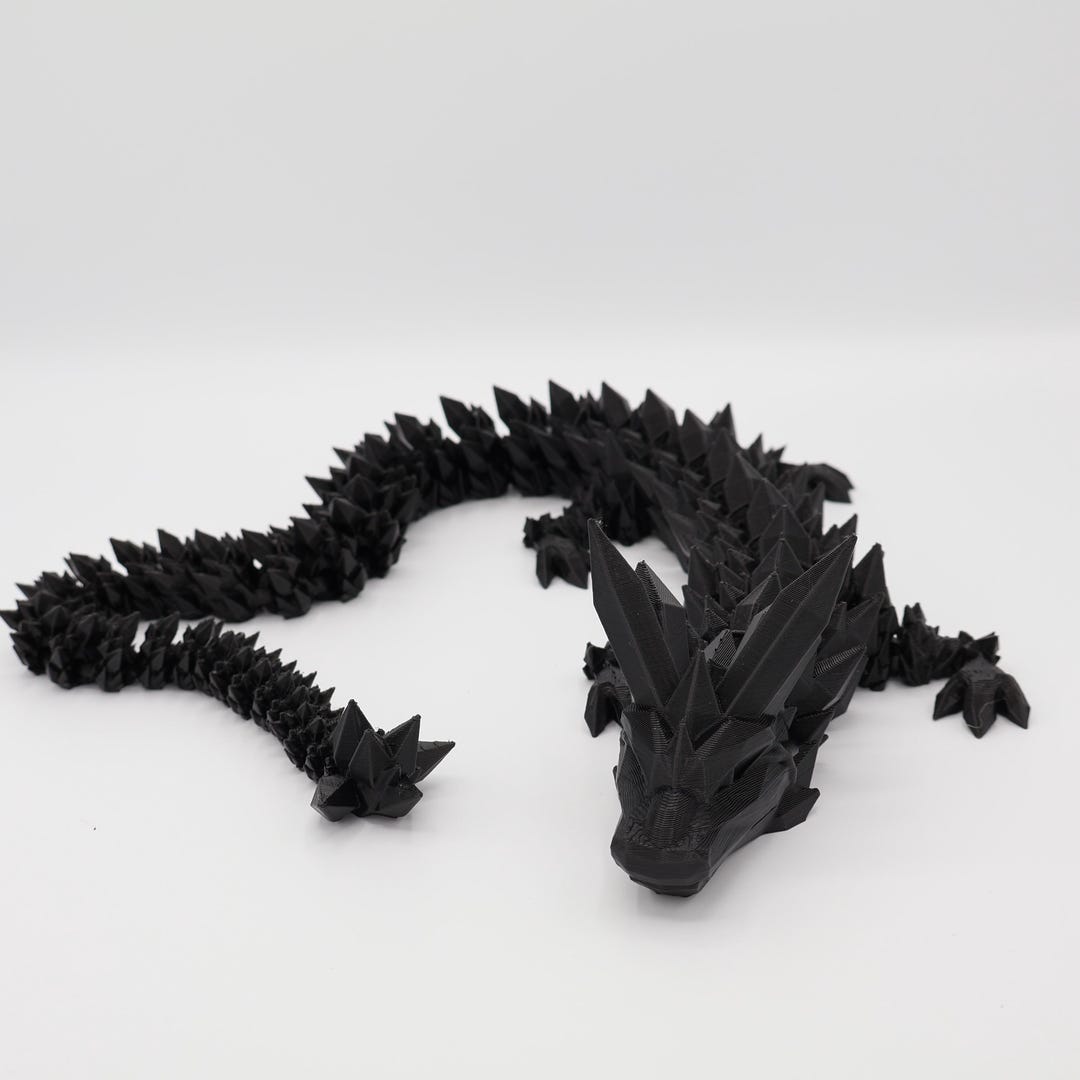 Majestic Black Crystal Dragon – Extra Large 24-inch 3D Printed Fantasy ...