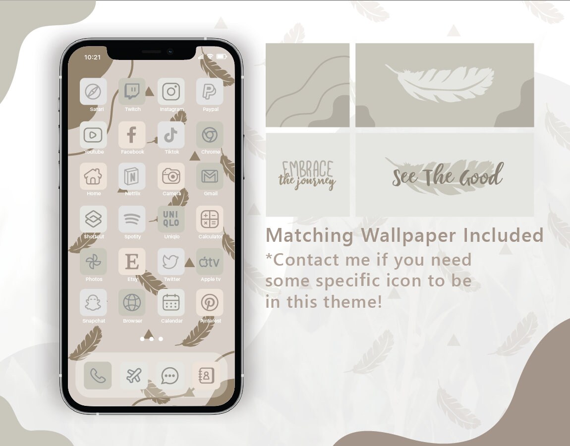 524 Neutral Boho Minimalist Ios 14 App Icons / 131 Unique Icons in 4 ...