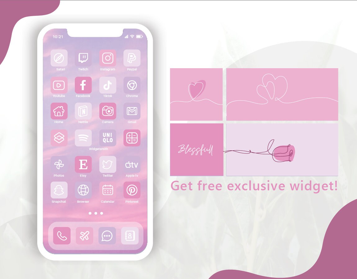 524 Aesthetic Pink Purple Ios 14 App Icons / 131 Unique Icons in 4 ...