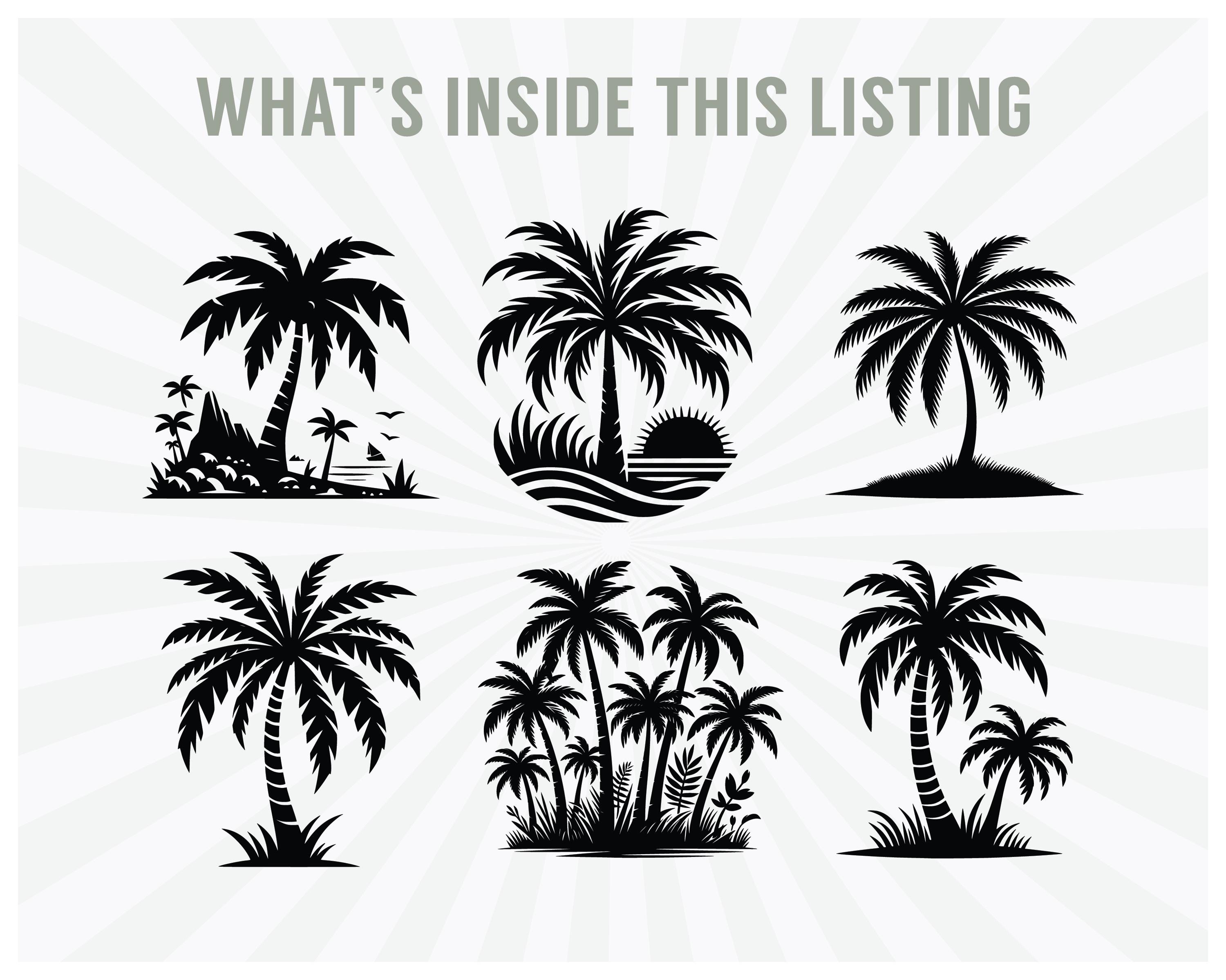 50 Palm Tree SVG PNG Bundle: Tropical Clipart, Cricut Cut Files - Etsy