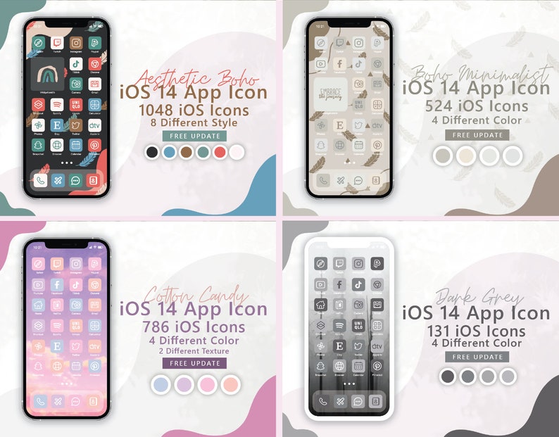 20,000 Ios 14 App Icon Pack High Resolution / IOS 14 Aesthetic Icon ...