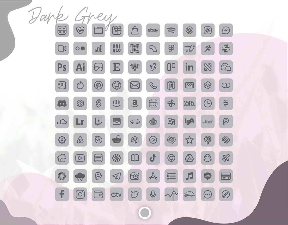 524 Dark Grey Ios 14 App Icons / 131 Unique Icons in 5 Color / - Etsy