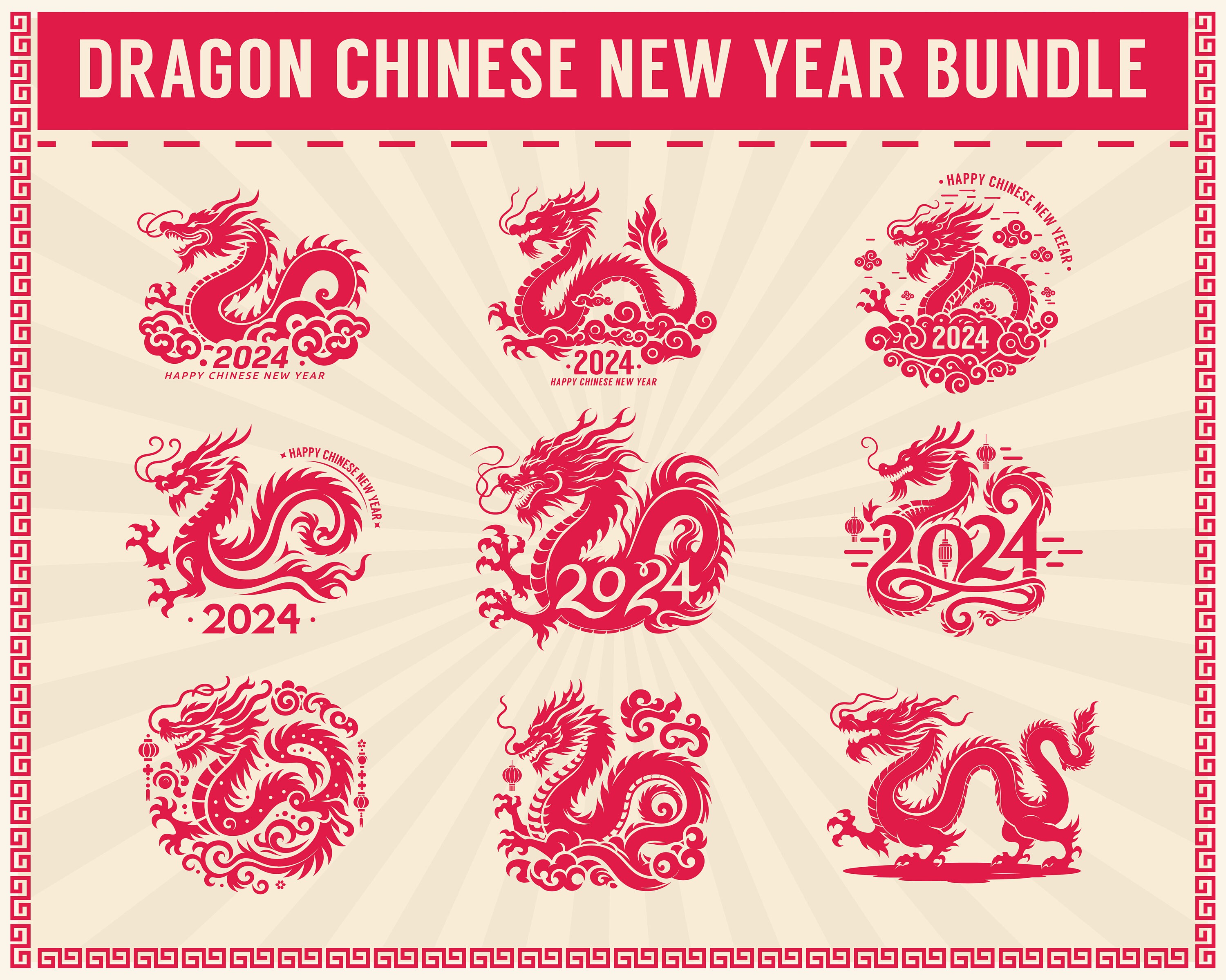 2024 Year of the Dragon SVG and PNG Chinese New Year Celebration Art ...