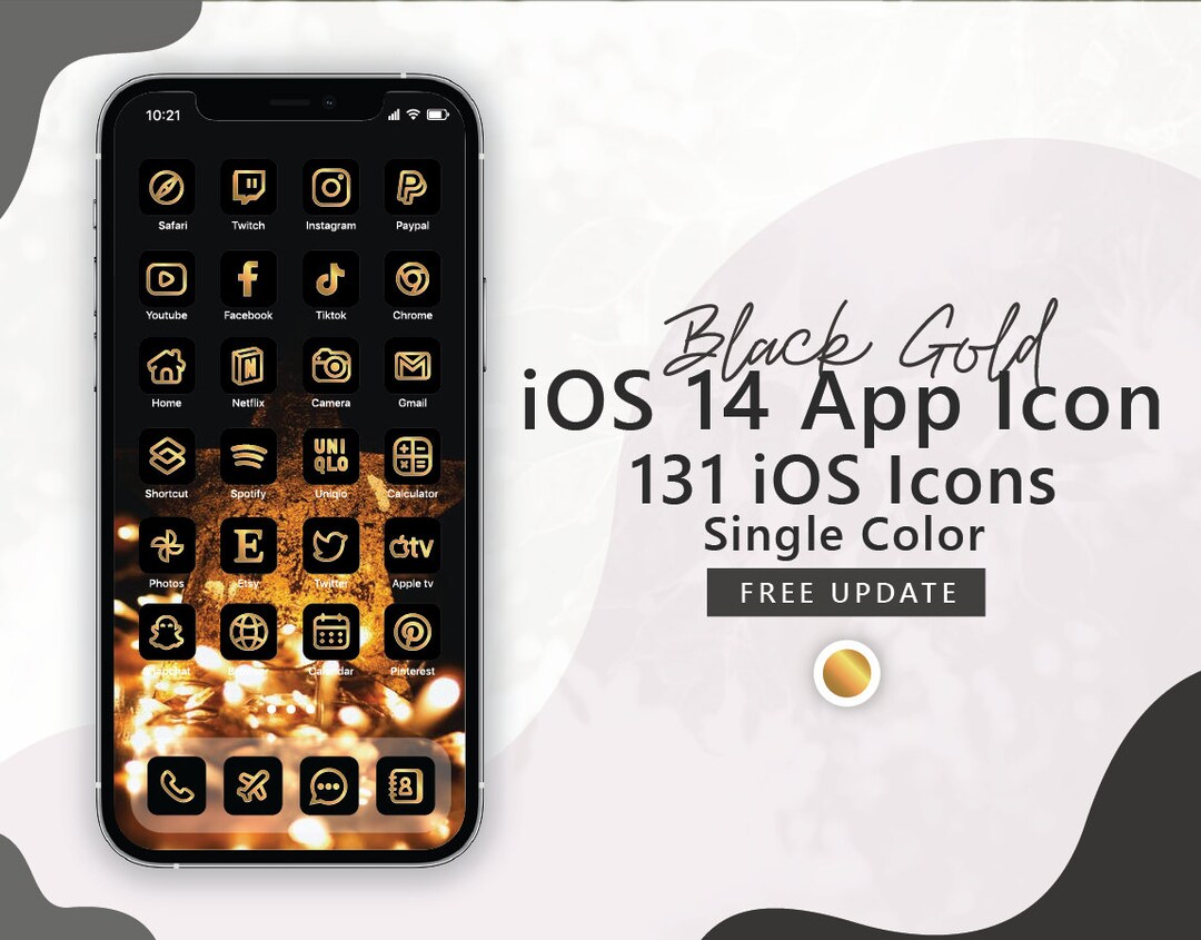 131 Black Gold Ios 14 App Icons / 131 Unique Icons in Gold Colors ...