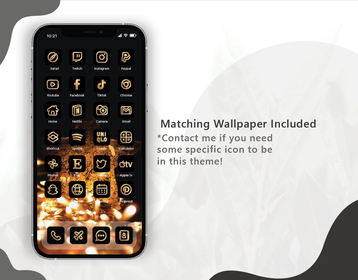 131 Black Gold Ios 14 App Icons / 131 Unique Icons in Gold Colors ...