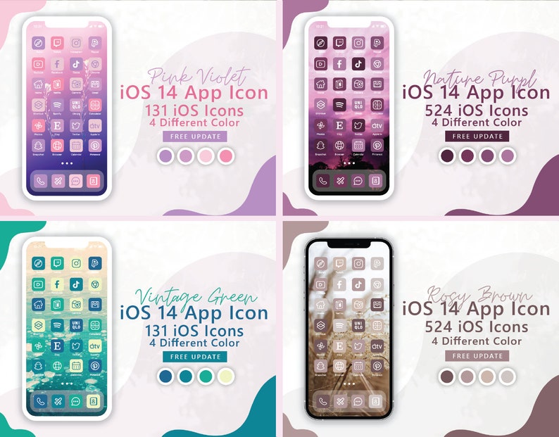 20,000 Ios 14 App Icon Pack High Resolution / IOS 14 Aesthetic Icon ...