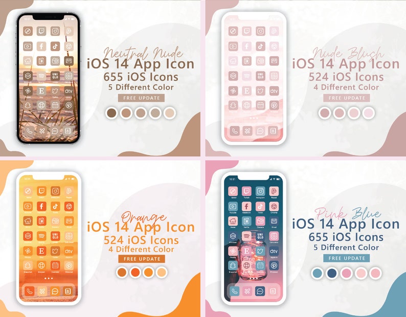 20,000 Ios 14 App Icon Pack High Resolution / IOS 14 Aesthetic Icon ...
