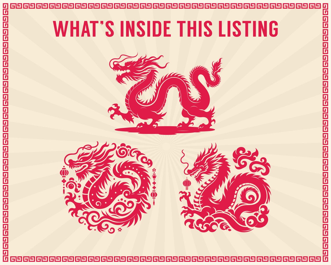 2024 Year of the Dragon SVG and PNG Chinese New Year Celebration Art ...