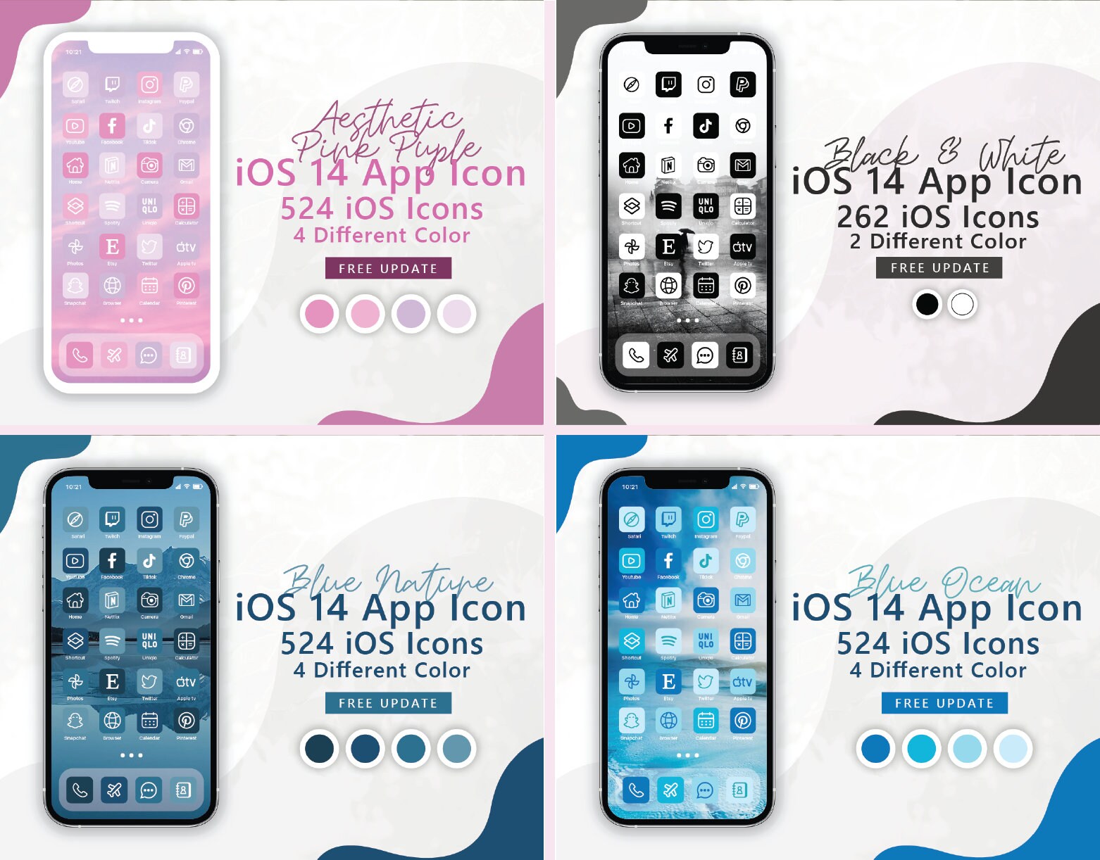 20,000 Ios 14 App Icon Pack High Resolution / IOS 14 Aesthetic Icon ...