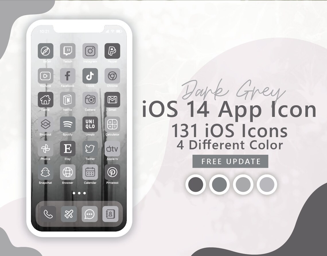 524 Dark Grey Ios 14 App Icons / 131 Unique Icons in 5 Color / - Etsy
