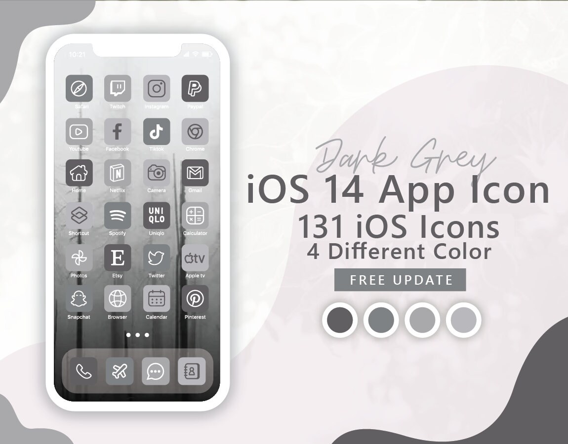 524 Dark Grey Ios 14 App Icons / 131 Unique Icons in 5 Color / Ios14 ...
