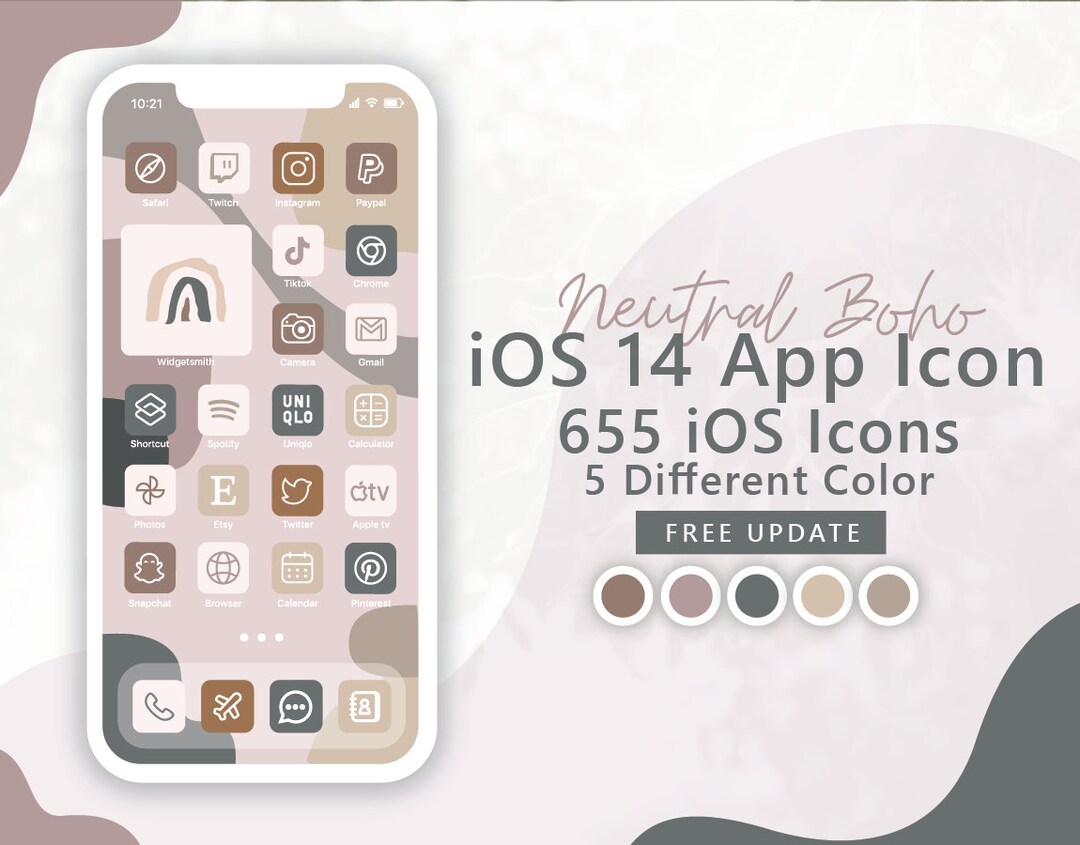 655 Neutral Boho Ios 14 App Icons / 131 Unique Icons in 5 - Etsy