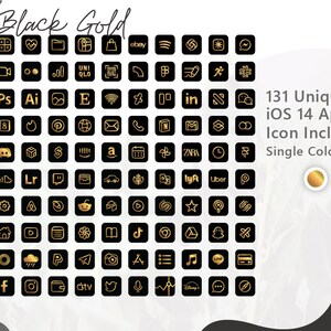 131 Black Gold Ios 14 App Icons / 131 Unique Icons in Gold Colors ...