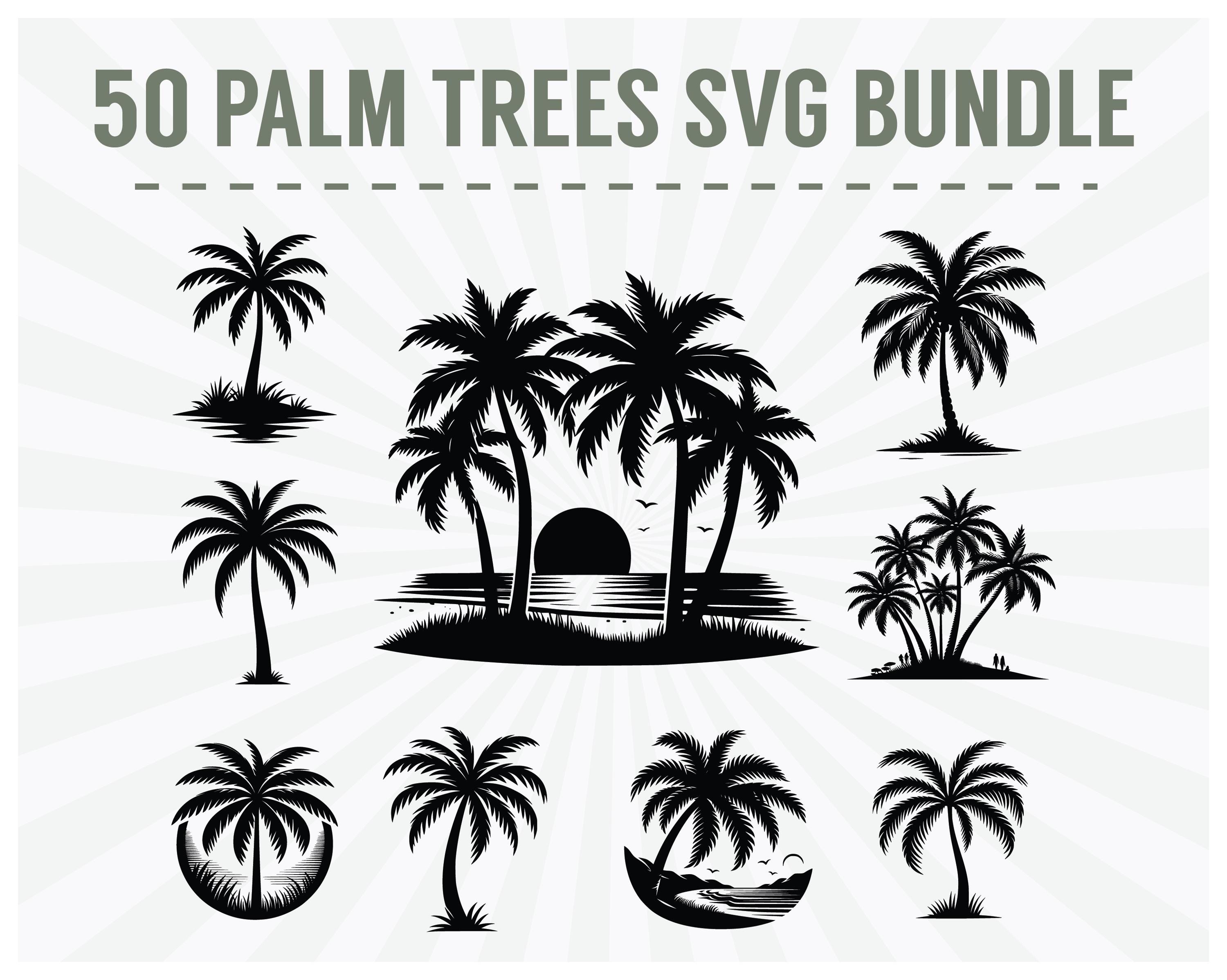 50 Palm Tree SVG PNG Bundle: Tropical Clipart, Cricut Cut Files - Etsy