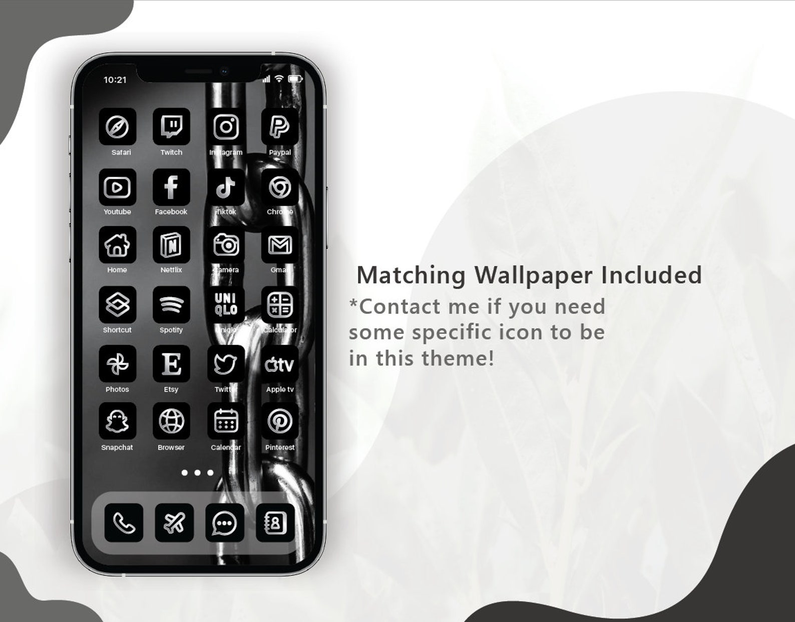 131 Black Silver Ios 14 App Icons / 131 Unique Icons in Silver Color ...