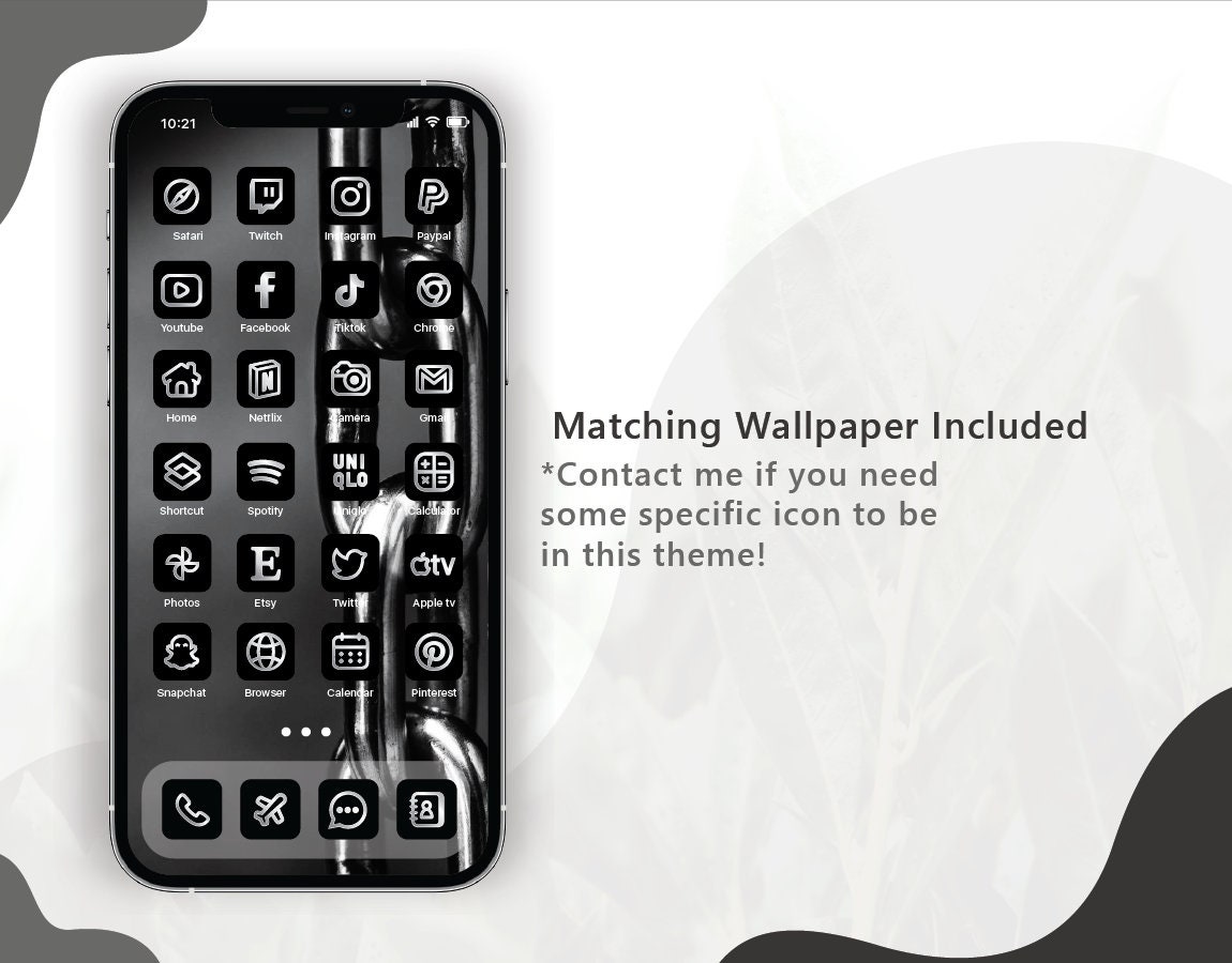 131 Black Silver Ios 14 App Icons / 131 Unique Icons in Silver Color ...
