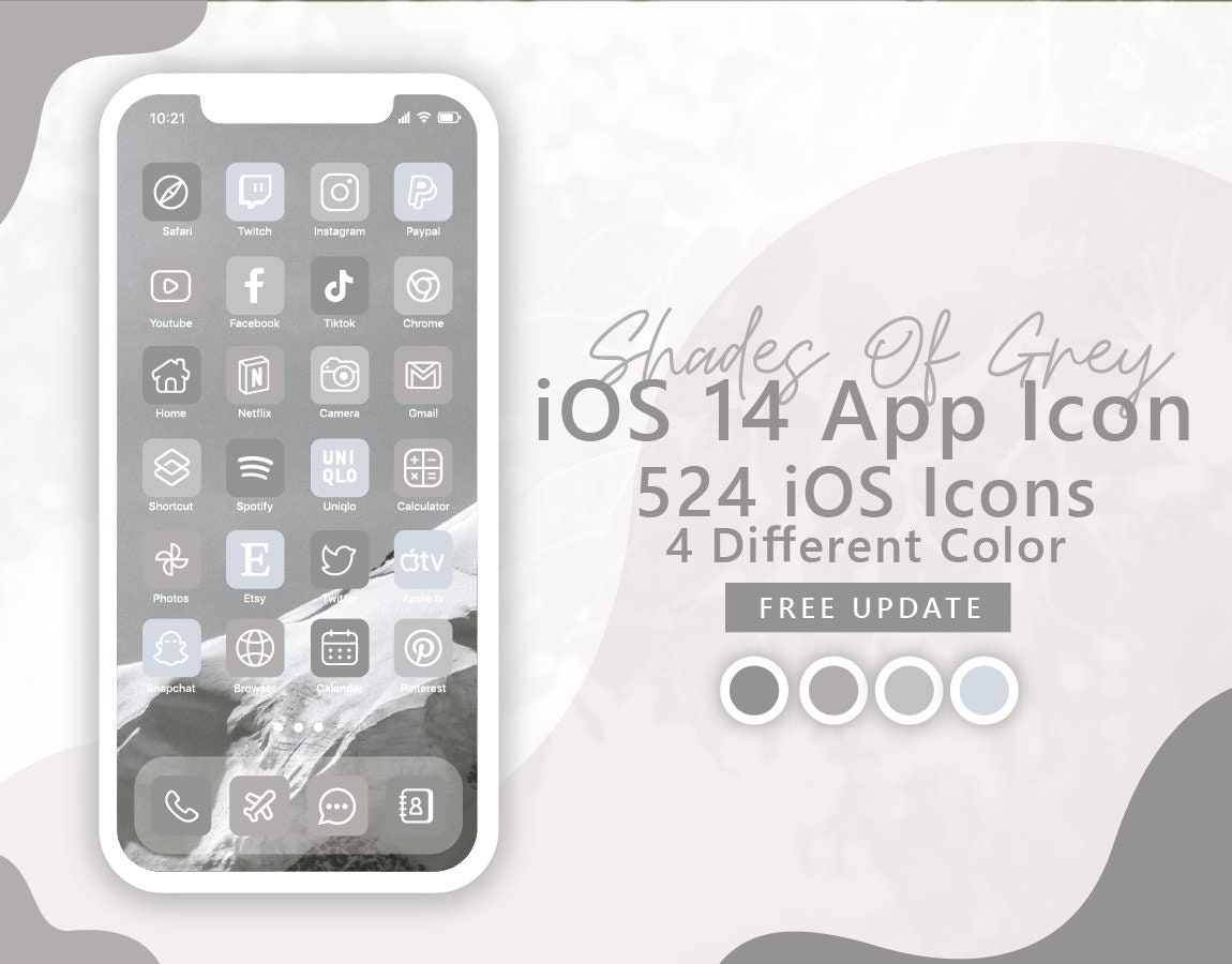 524 Shades of Grey Ios 14 App Icons / 131 Unique Icons in 5 Color ...