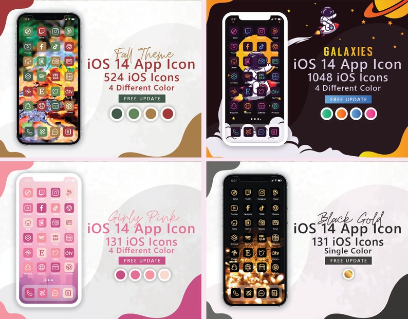 20,000 Ios 14 App Icon Pack High Resolution / IOS 14 Aesthetic Icon ...