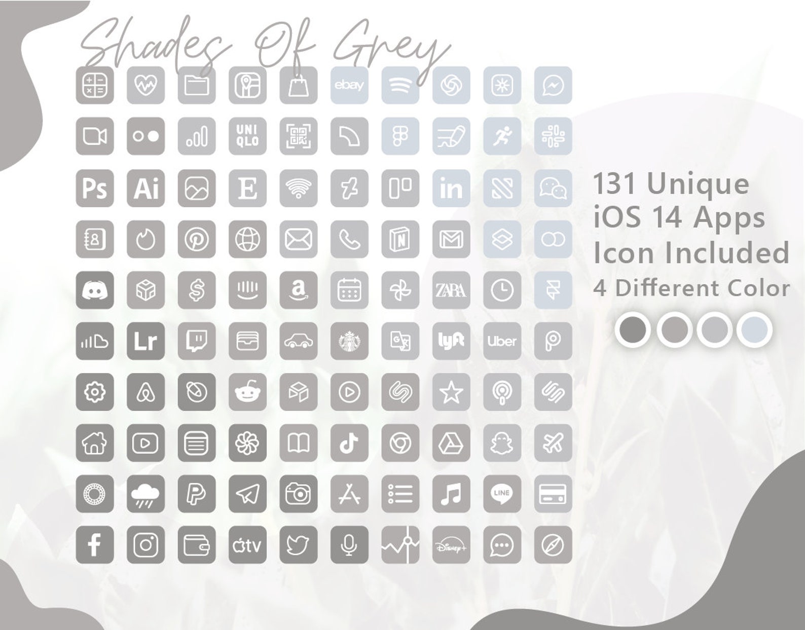 524 Shades of Grey Ios 14 App Icons / 131 Unique Icons in 5 Color ...