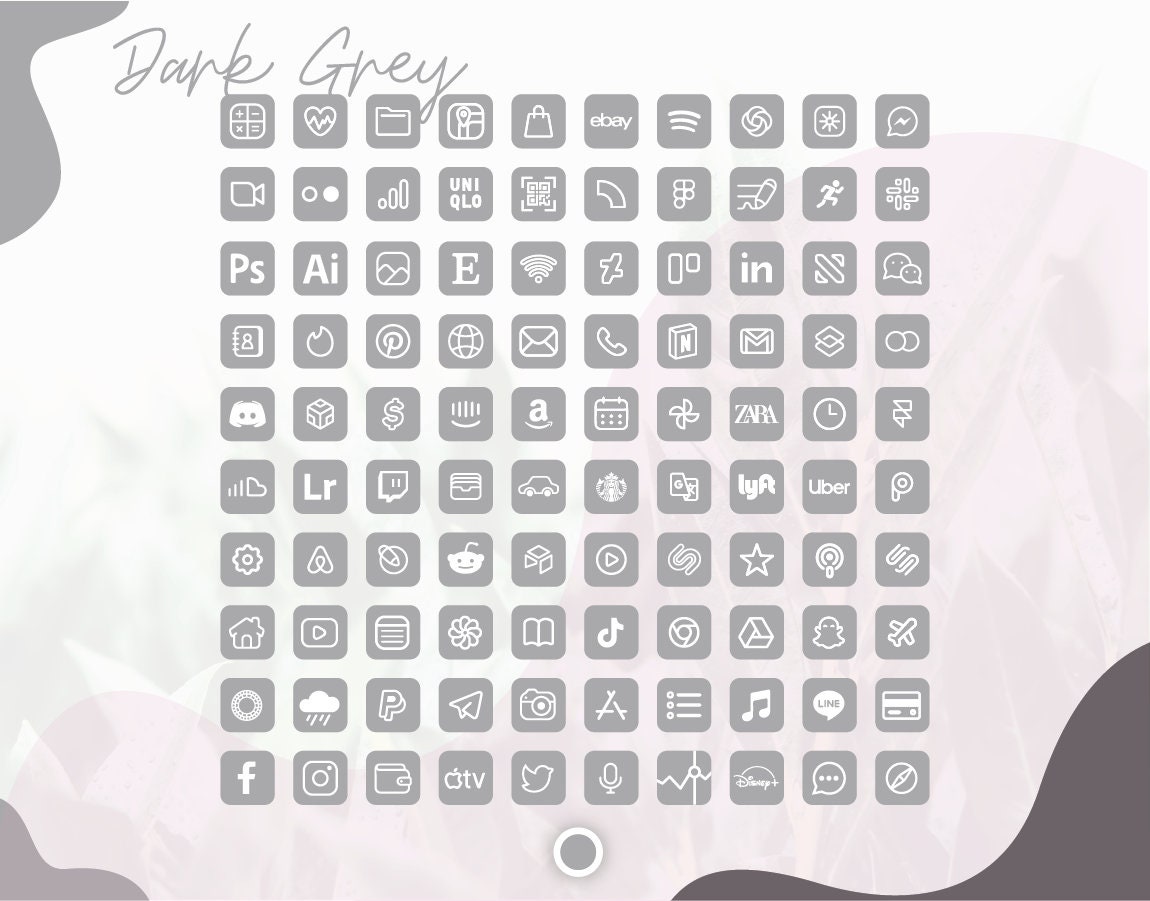 524 Dark Grey Ios 14 App Icons / 131 Unique Icons in 5 Color / - Etsy