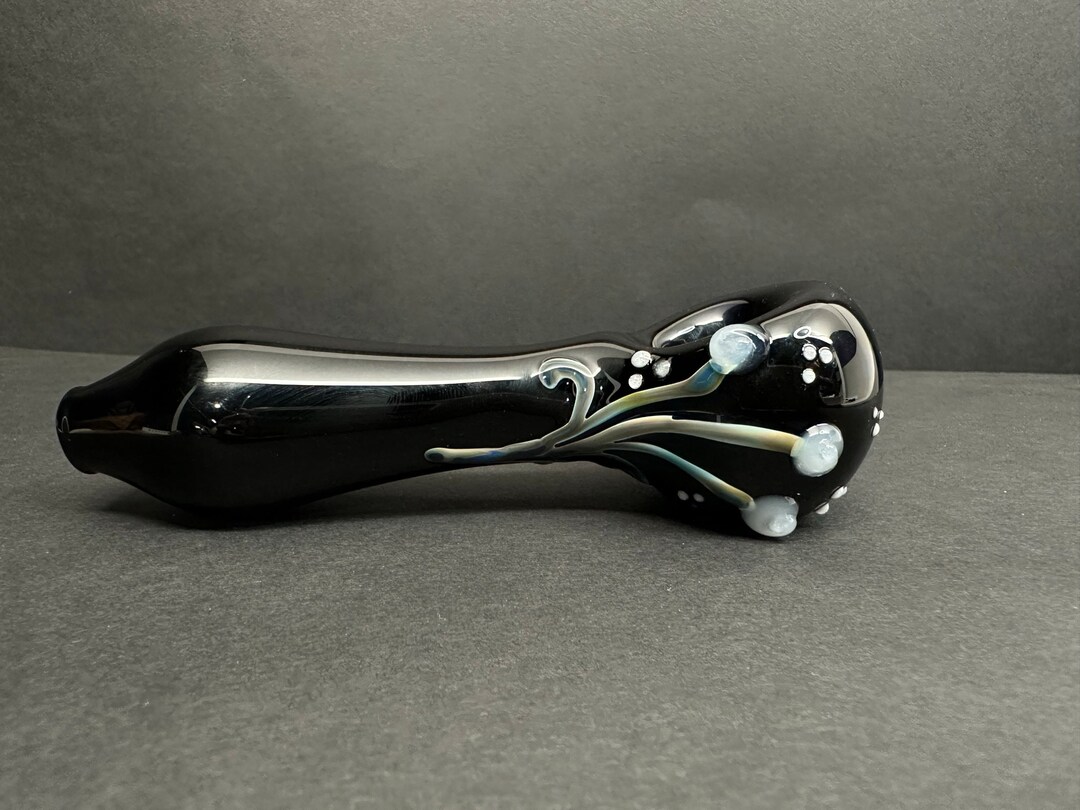 Ethereal White Rose Black Pipe Hand Blown Smoking Pipe Glass Bowl ...