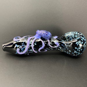 Glass Octopus Pipe - Purple & Black Hand Blown Smoking Pipe - Glass ...