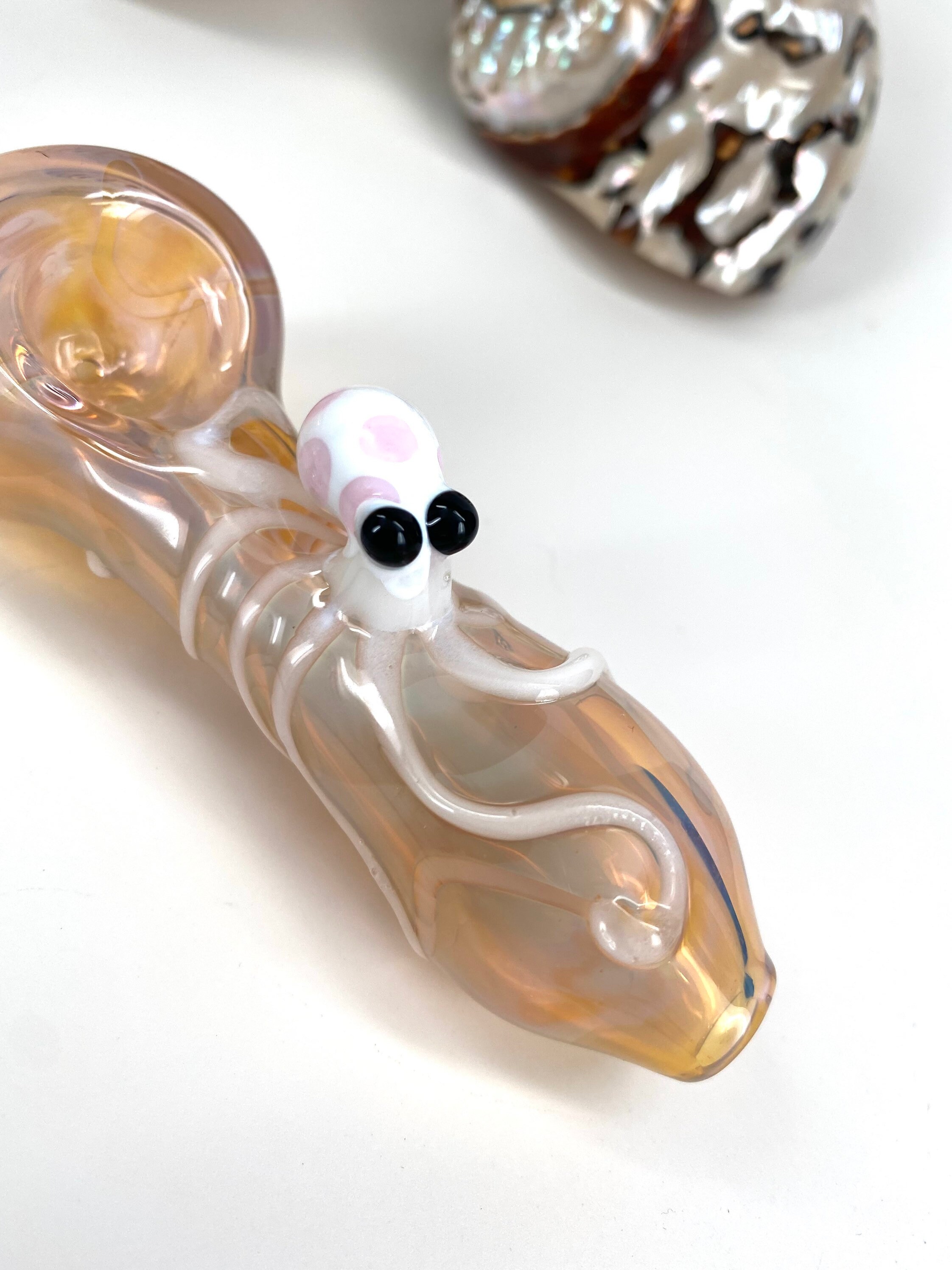 Glass Octopus Pipe Pink & White Hand blown Smoking Pipe | Etsy