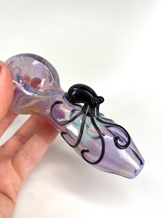 Glass Octopus Pipe purple & Black Hand Blown Smoking Pipe - Etsy